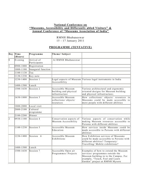 Tentative Programme - National Museum of Natural History