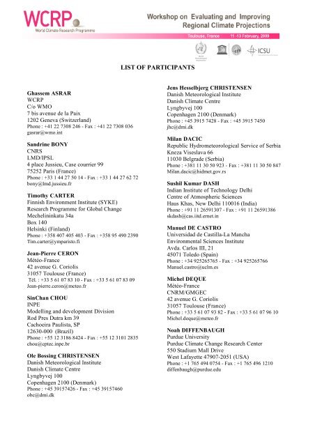 LIST OF PARTICIPANTS