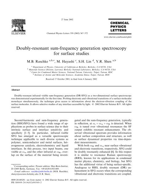 Doubly-resonant sum-frequency generation ... - Raschke group