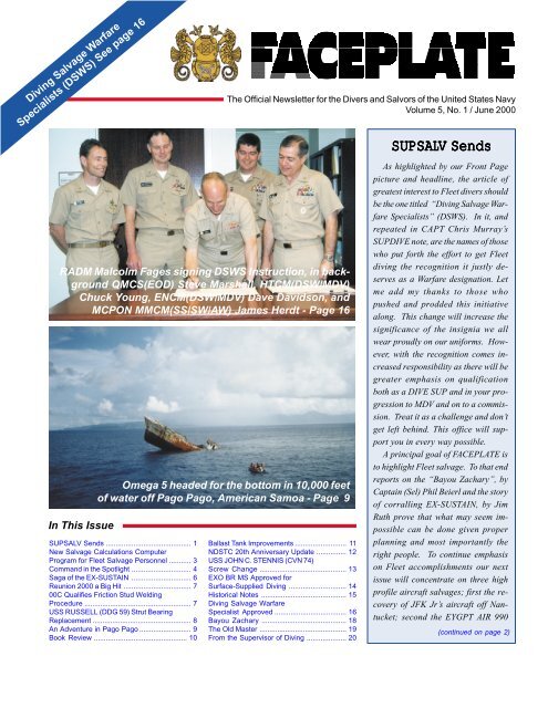 SUPSALV Sends - Supervisor of Salvage and Diving