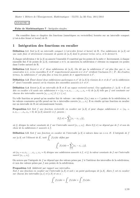 Intégrale de Riemann - Exo7 - Emathfr Intégrale de Riemann - Exo7 - Emathfr