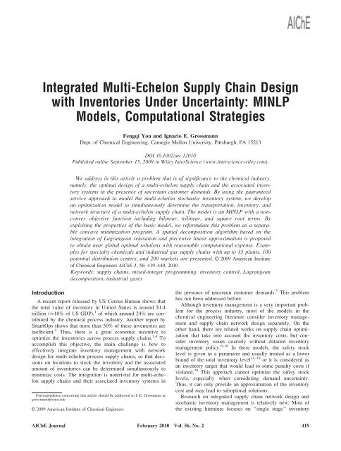 Integrated multi-echelon supply chain design with inventories under ...