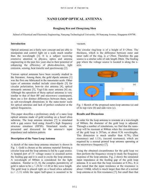 NANO LOOP OPTICAL ANTENNA - World Journal of Engineering