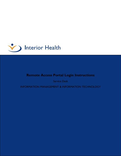 Remote Access Portal Login Instructions - Interior Health