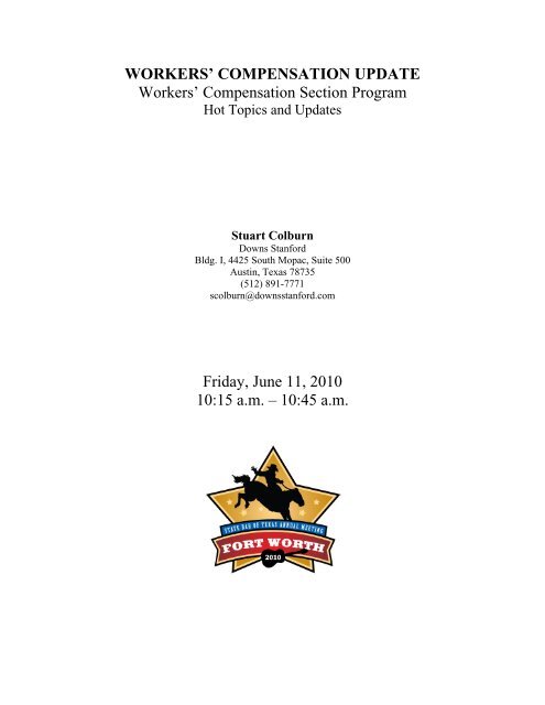 WORKERS' COMPENSATION UPDATE ... - State Bar of Texas