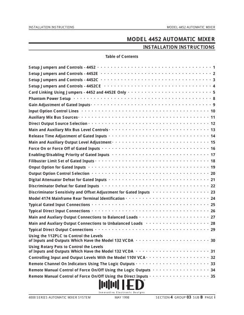 MODEL 4452 AUTOMATIC MIXER - Innovative Electronic Designs