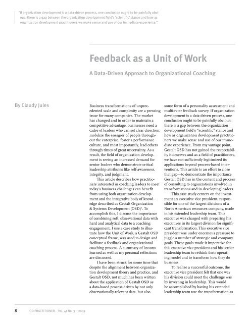 Feedback as a Unit of Work - Gestalt Center for Organization and ...