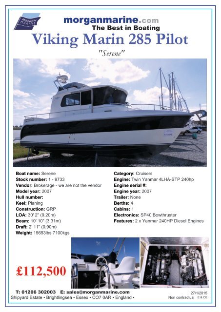 Viking Marin 285 Pilot (9733) - new and second ... - Morgan Marine