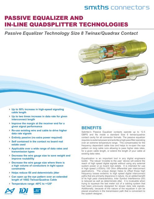 Passive Equalizer and In-Line Quadsplitter Technologies - Sabritec