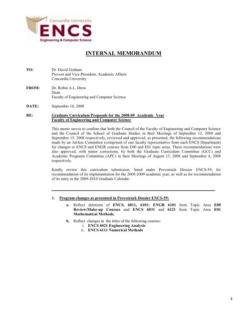 INTERNAL MEMORANDUM - Concordia University