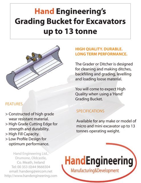 Grading Bucket Technical Spec - Hand Engineering