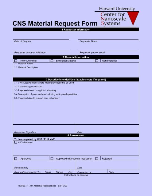 Material Request Form Template
