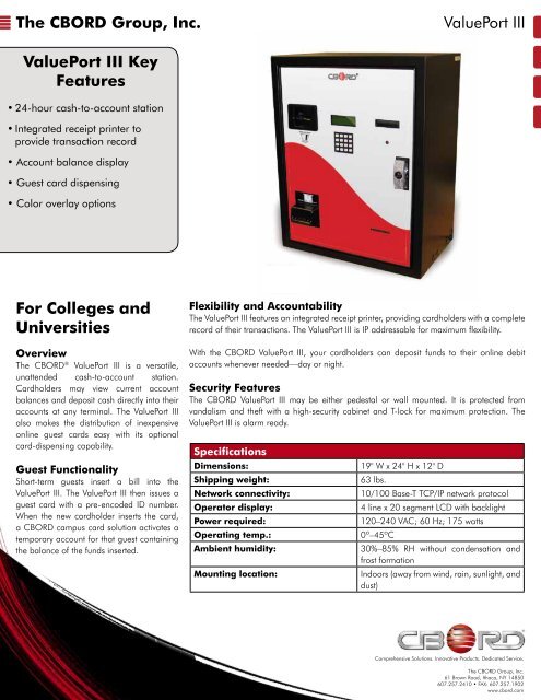 ValuePort III - CBORD Solutions for Colleges and Universities - The ...
