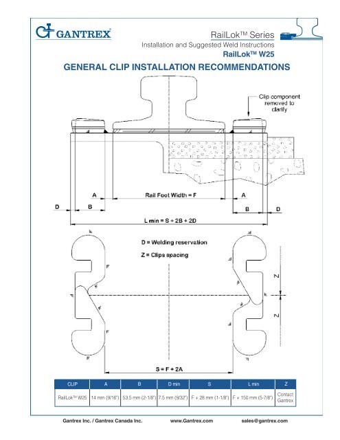 RailLokâ ¢ W25 Installation & Weld Instructions - Gantrex