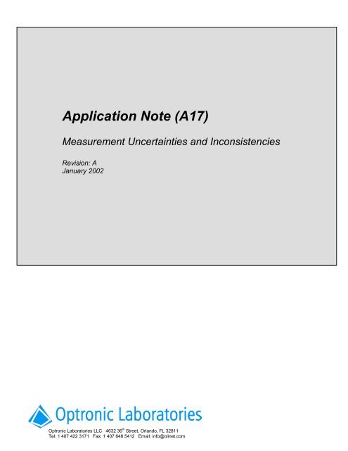 Application Note (A17) - Instrumentation