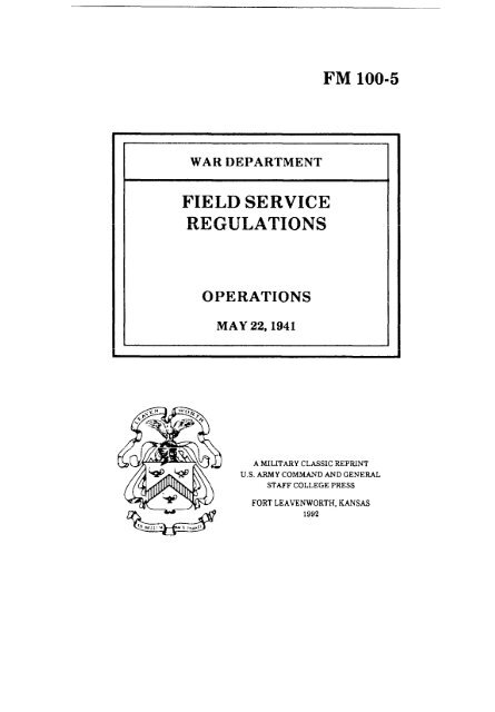 FM 100-5: 1941 - Combined Arms Center - U.S. Army