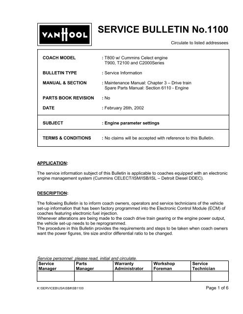 SERVICE BULLETIN No.1100 - ABC Companies