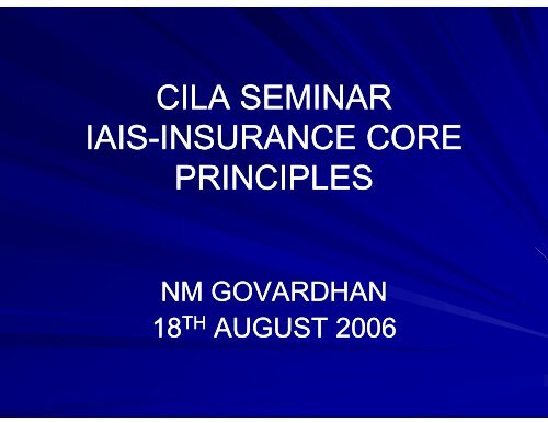IAIS Core Principles - Actuarial Society of India