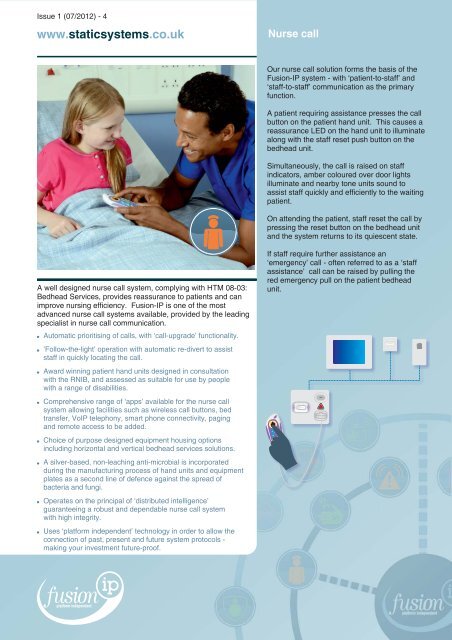 Nurse Call App. - Static Systems Group plc