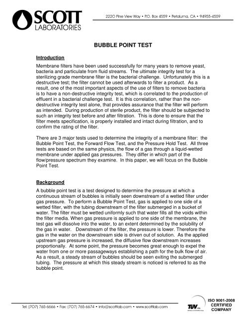 BUBBLE POINT TEST