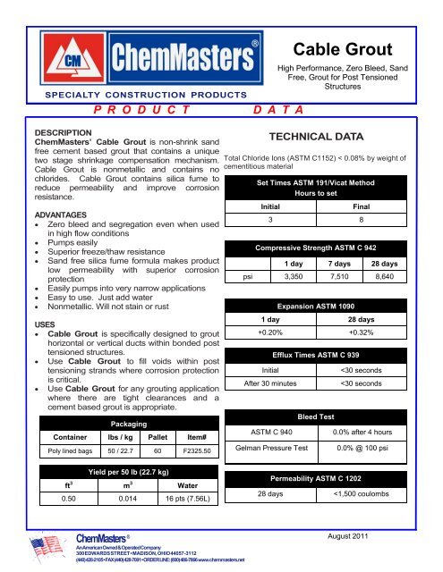 Cable Grout - ChemMasters