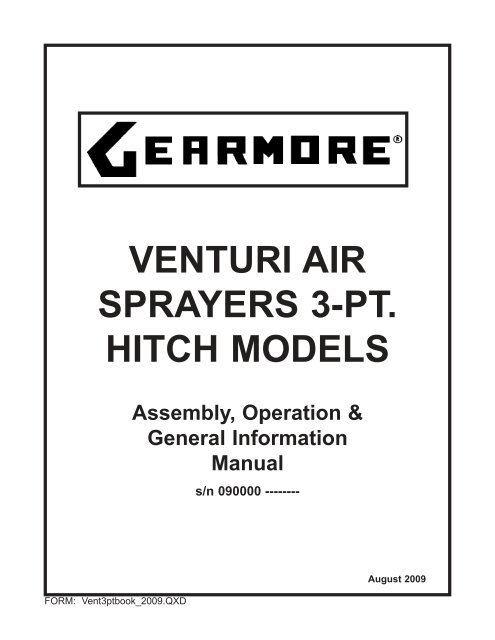 VENTURI AIR SPRAYERS 3-PT. HITCH MODELS - Gearmore, Inc.