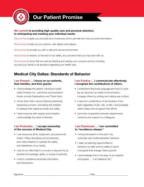 Our Patient Promise - Medical City Dallas Hospital