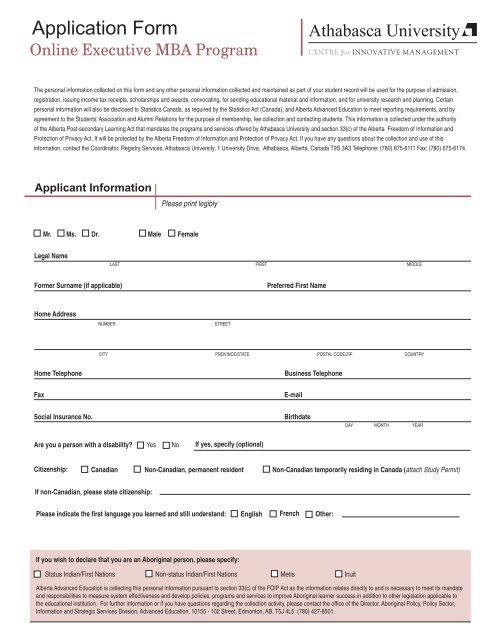 print application - Athabasca University