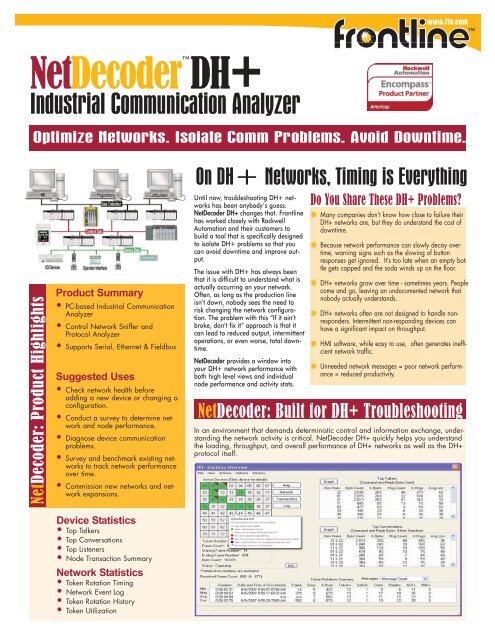 NetDecoder DHPlus Analyzer - Frontline Test Equipment