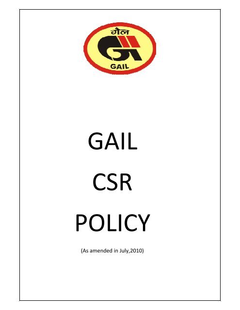 GAIL CSR POLICY - GAIL (India)