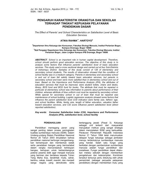 artikel lengkap (PDF) - Departemen Ilmu Keluarga dan Konsumen ... artikel lengkap (PDF) - Departemen Ilmu Keluarga dan Konsumen ...