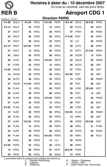 Fiche Horaire RER A direction Marne La Vallée - Paris by Train