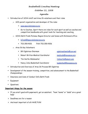Basketball Coaches Meeting October 20, 2009 Agenda Introduction ...