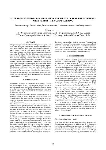 Underdetermined Blind Separation For Speech In