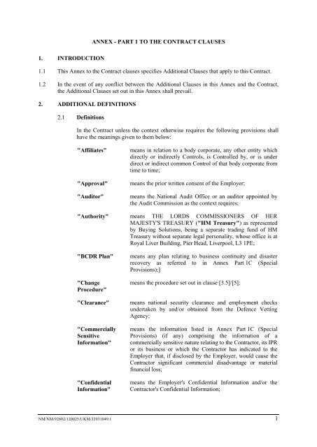 Annex Part 1 - Contract Clauses - Government Procurement Service ...