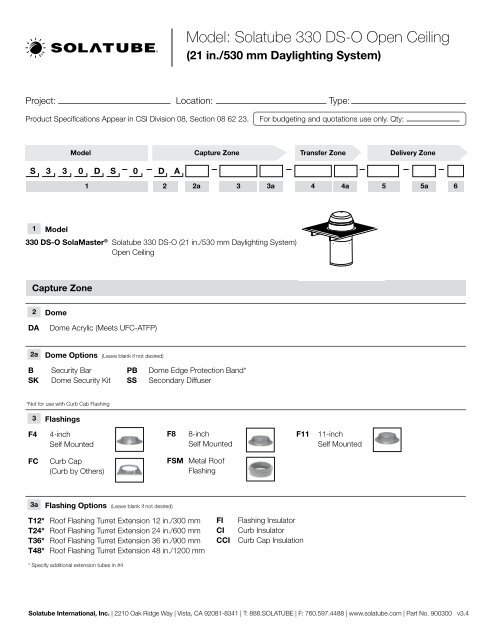 Model: Solatube 330 DS-O Open Ceiling