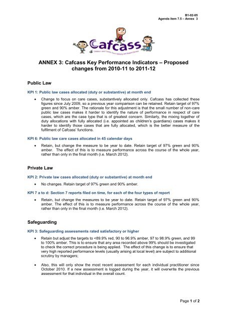 ANNEX 3: Cafcass Key Performance Indicators â Proposed changes ...