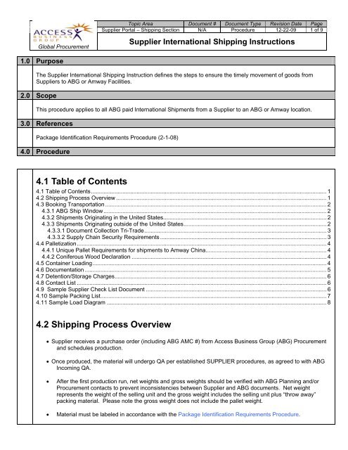 SHIPPING - International Shipping_Instructions - Supplier Portal