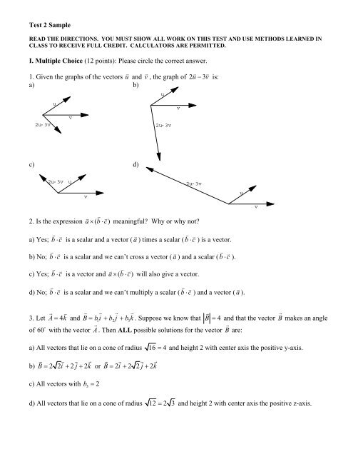 Multiple Choice Test Elementary