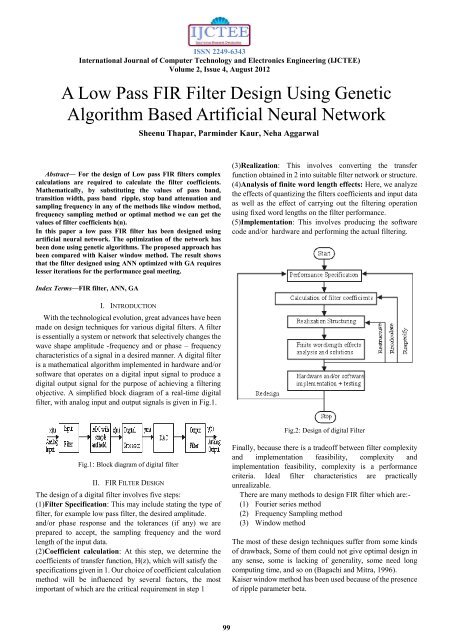 A Low Pass Fir Filter Design Using Genetic Algorithm Based 