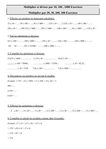 Multiplier et diviser par 10, 100, 1000 ... - Pass Education