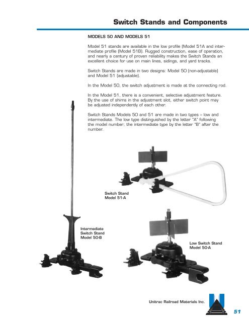 Switch Stands and Components - Unitrac Railroad Materials, Inc.