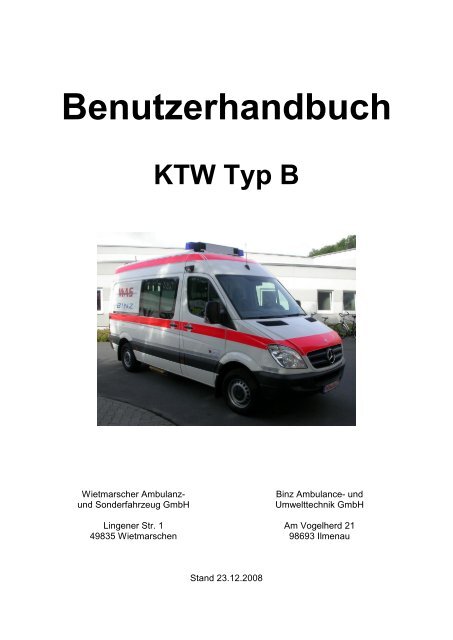 Benutzerhandbuch KTW Typ B - DRK Hattenhofen