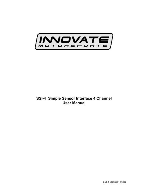 Innovate SSI-4 Instruction Manual - From Tuner Tools
