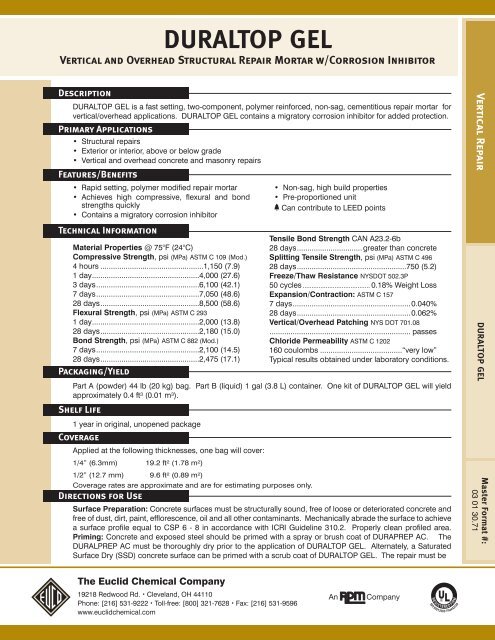 Duraltop Gel Technical Data Sheet - Euclid Chemical Co