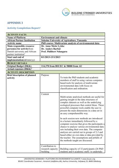 activity completion report incl participant list - bsuec
