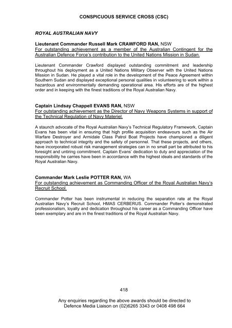 Conspicuous Service Cross (CSC)