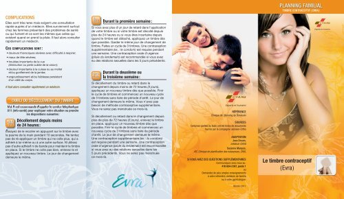 Timbre contraceptif (evra) - Planning familial - CHUQ