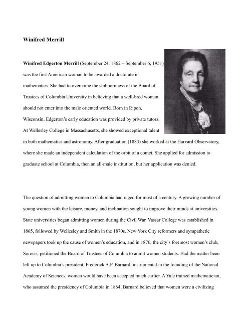 Winifred Merrill - A Chonicle of Mathematical People