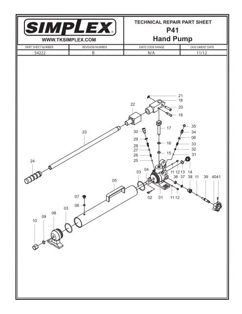 P41 Hand Pump - Simplex